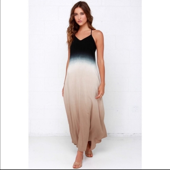 Lulus | Dresses | Lulus Dip Dye Ombre Maxi Dress Lattice Back Detail ...